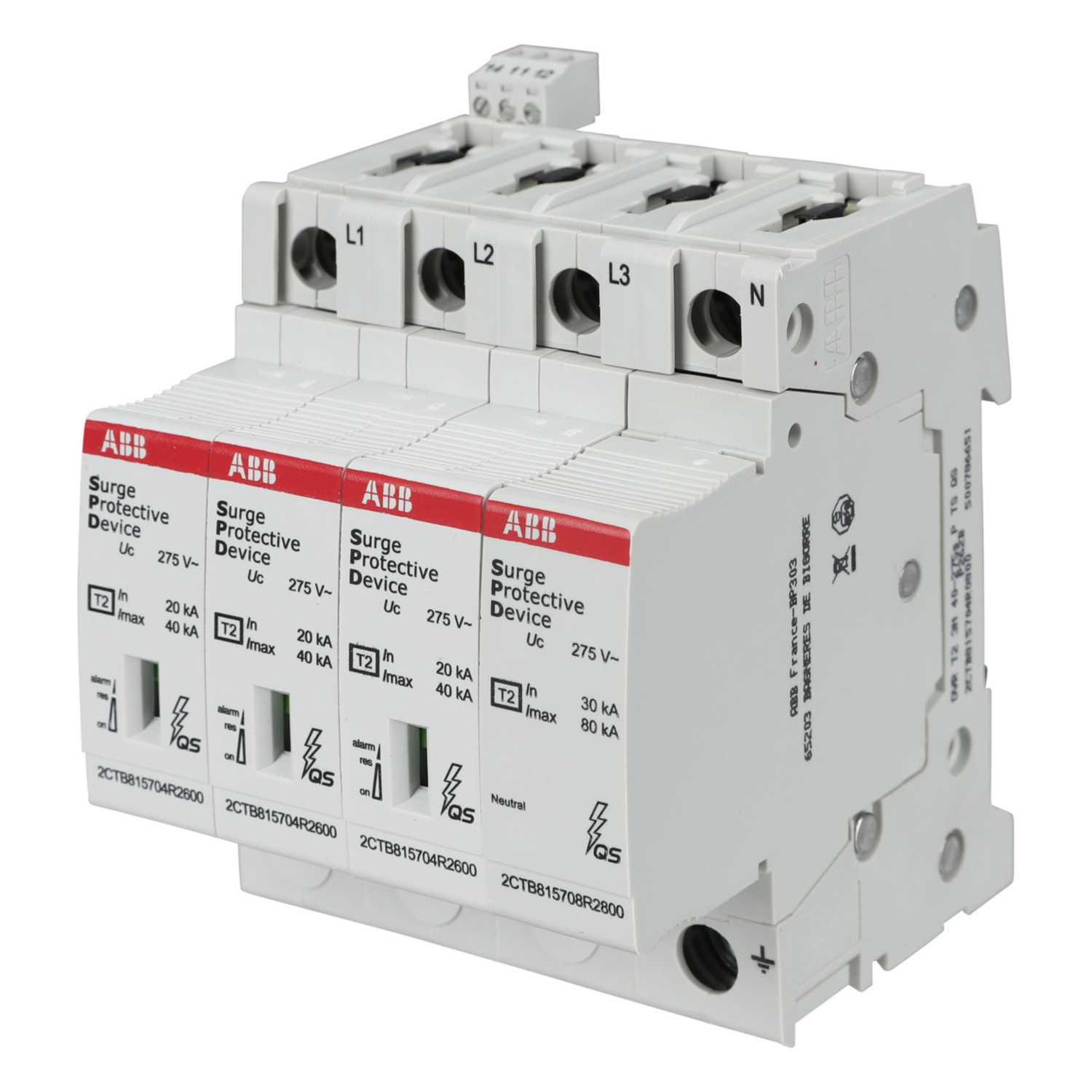 ABB 63A 4 Module 3 Pole and Neutral Type 2 Surge Protector Kit (1TVS151800S2568) | CEF