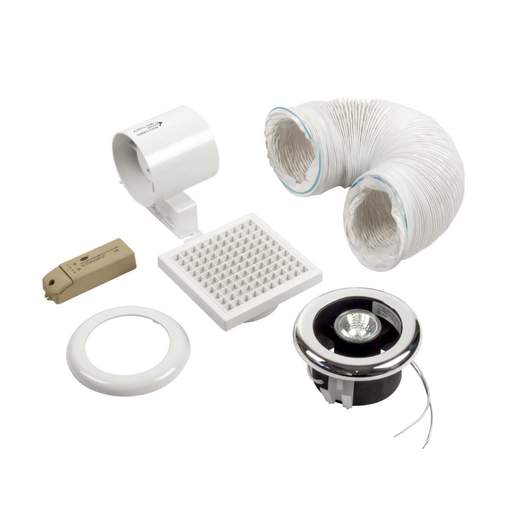 Addvent 100mm 4" Axial In-Duct Showerlight Fan with Timer Chrome ...