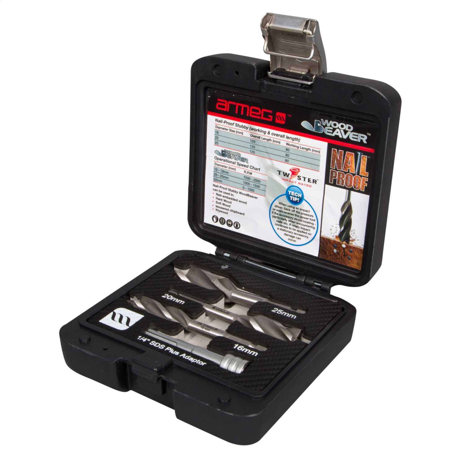 Armeg 4 Piece Nail Proof Stubby Wood Beaver Drilling Set (WWBNP4PCSET ...