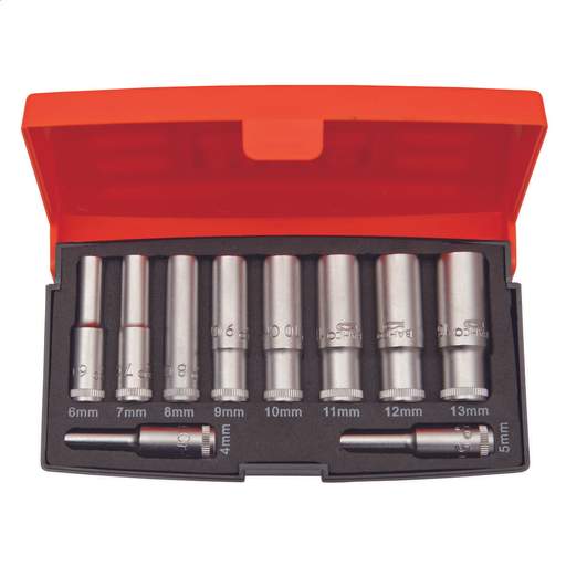 Bahco ¼" Metric Deep Socket Set (10 Piece) (S0810L) | CEF
