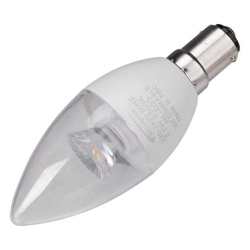 Bell 2.1W SBC LED Non Dimmable Candle Lamp Clear 2700K (60505) | CEF