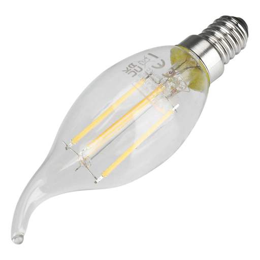 Bell 3.3W SES LED Non Dimmable Filament Bent Tip Candle Lamp Clear ...