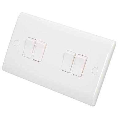 BG Nexus 10A 4 Gang 2 Way Light Switch White (844) | CEF