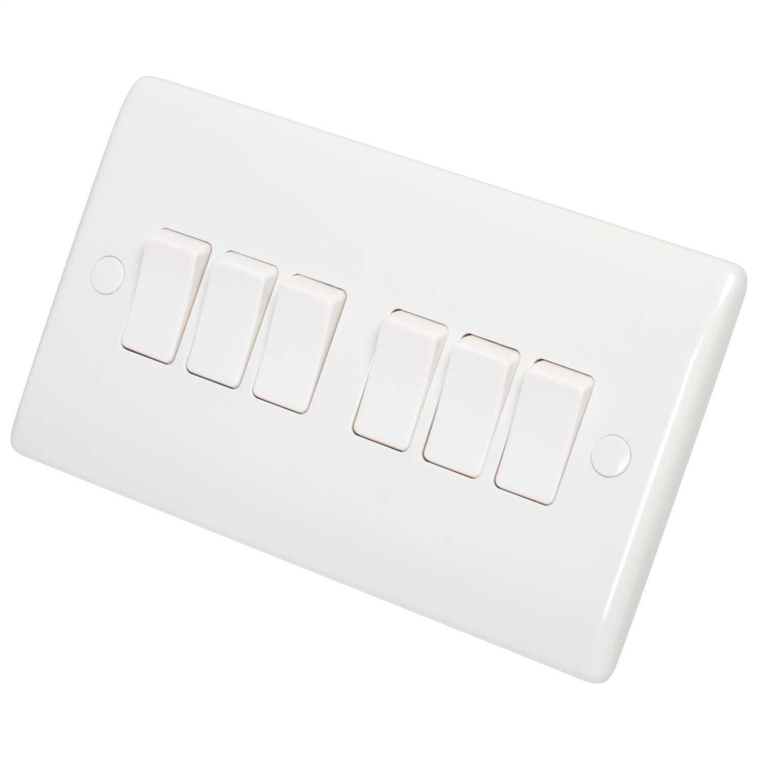 BG Nexus 10A 6 Gang 2 Way Light Switch White (846) | CEF