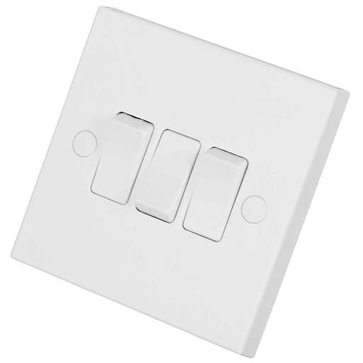 BG 900 Series 10A 3 Gang 2 Way Light Switch White (943) | CEF