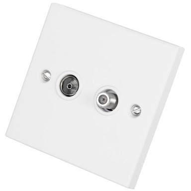 BG 1 Gang F Type Satellite and Coaxial Socket White (965) | CEF