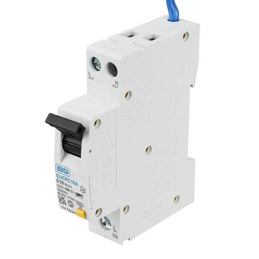 BG 16A 1P+N 1 Module C Curve 6kA 30mA Type A Compact RCBO (CUCRC16A) | CEF