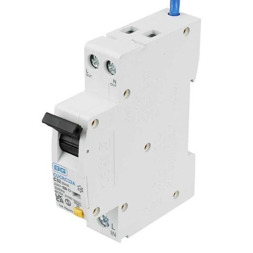 BG 32A 1P+N 1 Module C Curve 6kA 30mA Type A Compact RCBO (CUCRC32A) | CEF