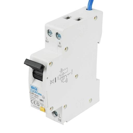 BG 40A 1P+N 1 Module C Curve 6kA 30mA Type A Compact RCBO (CUCRC40A) | CEF