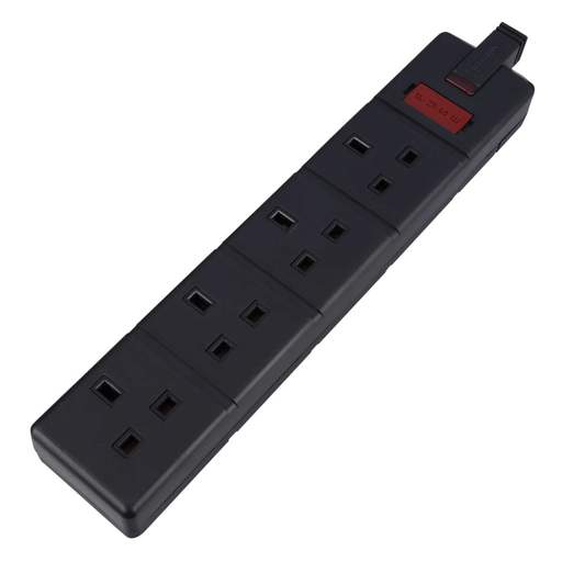 Permaplug 13A 4 Gang Trailing Socket Black (ELS134B) | CEF