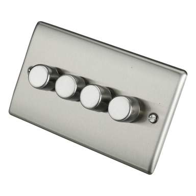 BG 200W 4 Gang 2 Way Intelligent Dimmer Switch Brushed Steel (NBS84) | CEF