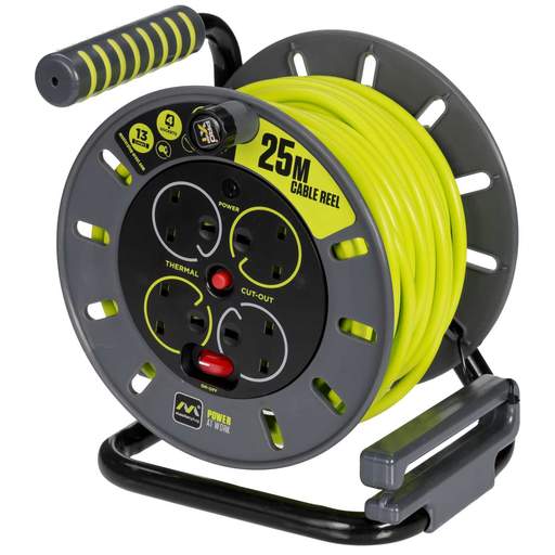 Masterplug 25m 13A 4 Socket Open Cable Reel (OMU25134SL) | CEF