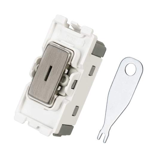 BG 20A Single Pole 2 Way Grid Key Switch Brushed Steel (RBS12KY) | CEF