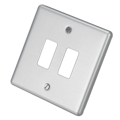 BG 2 Gang Grid Front Plate Metal Clad (RMC2) | CEF