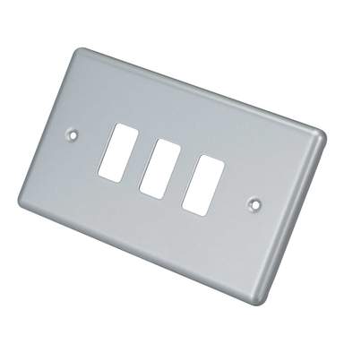 BG 3 Gang Grid Front Plate Metal Clad (RMC3) | CEF