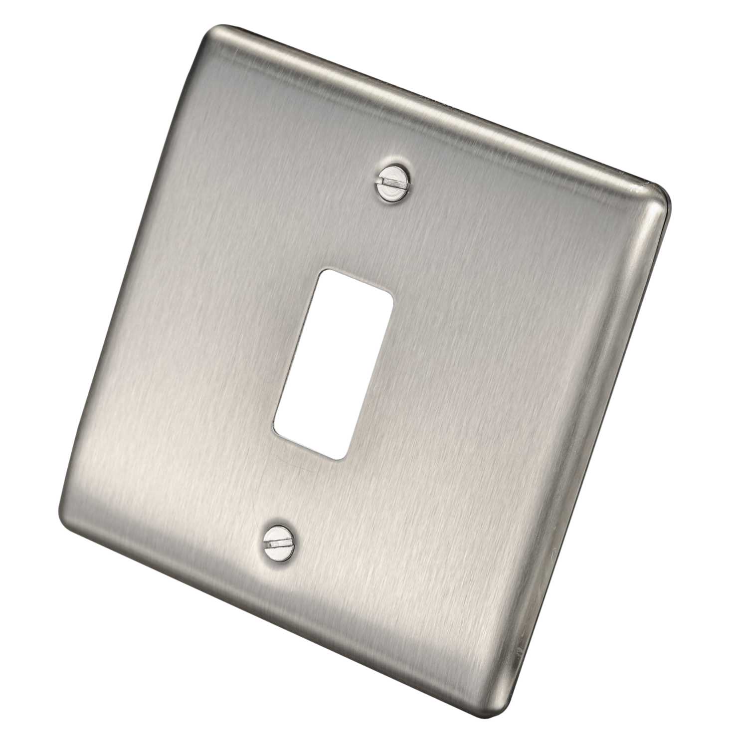 BG 1 Gang Grid Front Plate Brushed Steel (RNBS1) | CEF