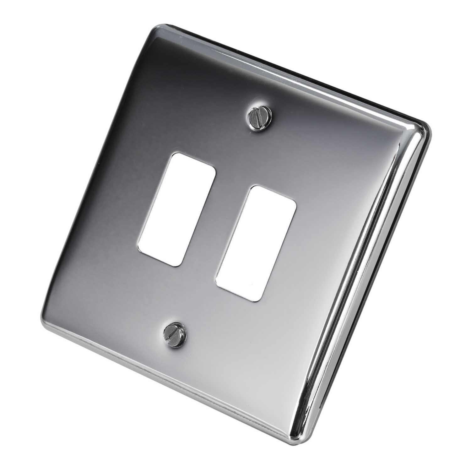 BG 2 Gang Grid Front Plate Polished Chrome (RNPC2) | CEF