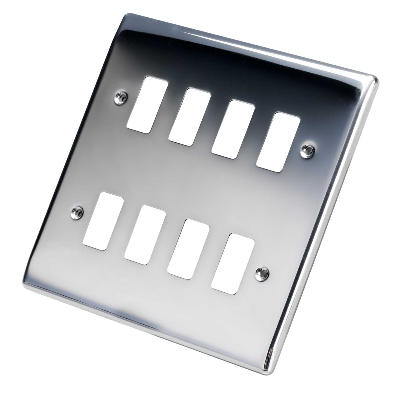 BG 8 Gang Grid Front Plate Polished Chrome (RNPC8) | CEF