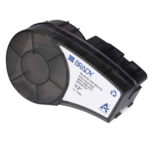 Brady 12.7mm x 6.4m Polyester Black on White Label Printer Tape (BRADY ...
