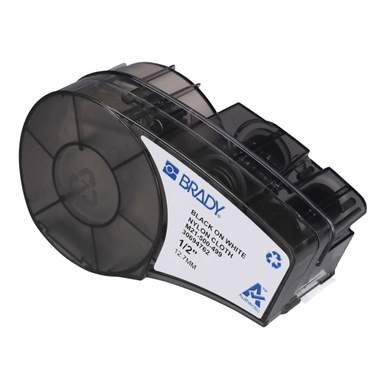 Brady 12.7mm x 4.88m Nylon Cloth Black on White Label Printer Tape ...