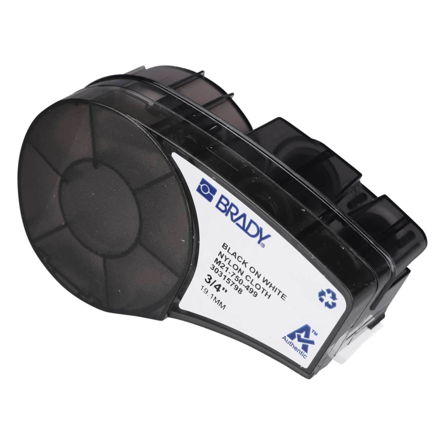 Brady 19.05mm x 4.88m Nylon Cloth Black on White Label Printer Tape ...