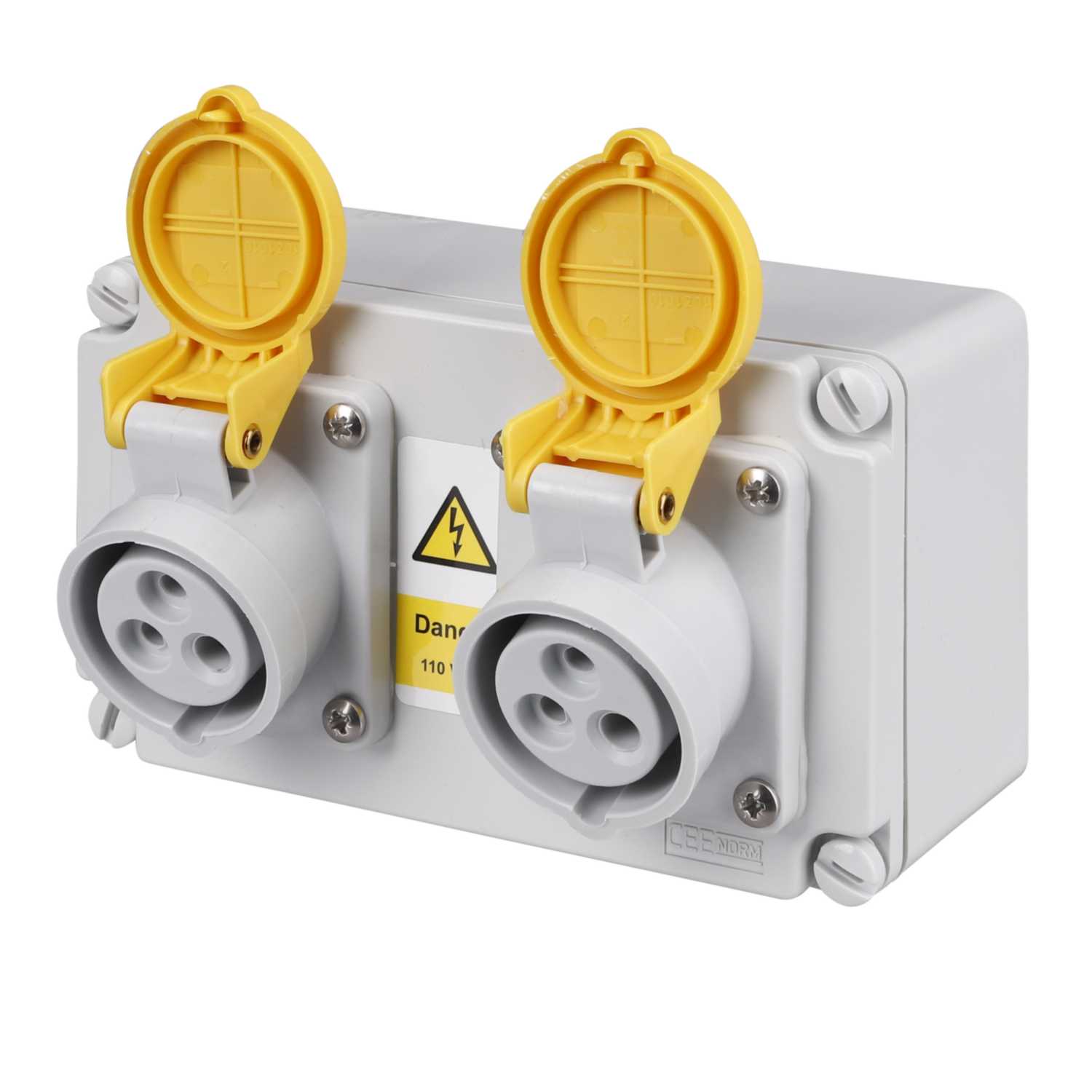 Ceenorm 16A 2P+E 110V 2 Gang Wall Mounted Socket IP44 (653240) | CEF