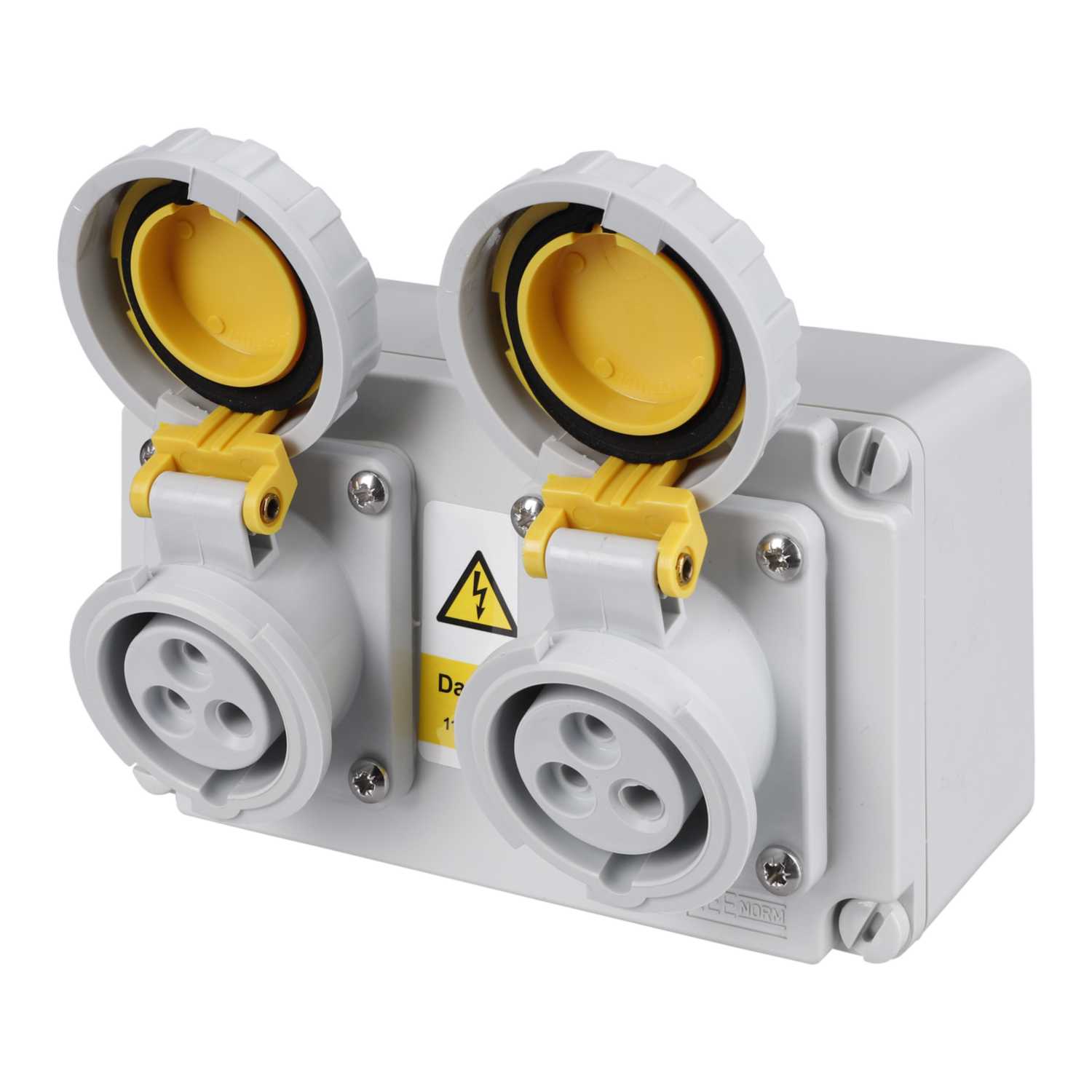 Ceenorm 16A 2P+E 110V 2 Gang Wall Mounted Socket IP67 (653240/WT) | CEF