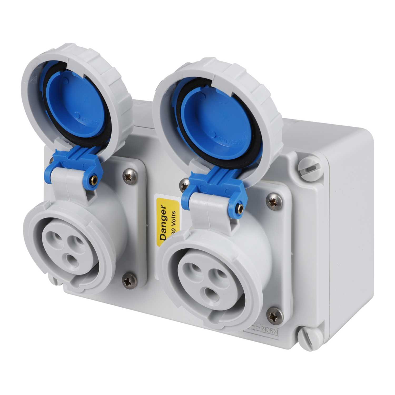 Ceenorm 16A 2P+E 230V 2 Gang Wall Mounted Socket IP67 (653241/WT) | CEF