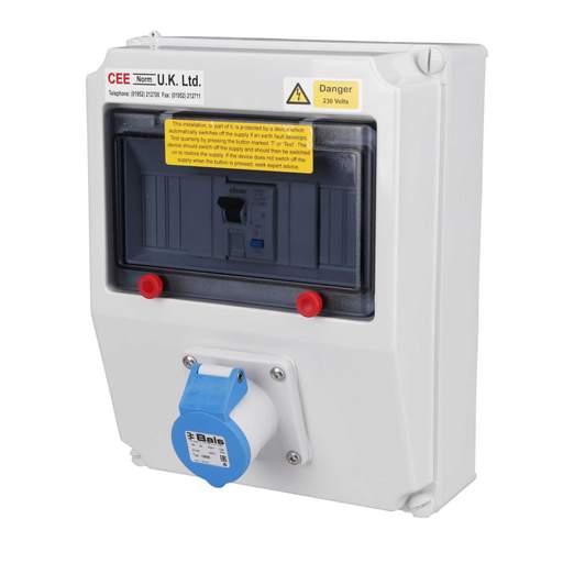 Ceenorm 16A 2P+E 230V Wall Socket with 25A 30mA Type A RCD IP44 (880116 ...