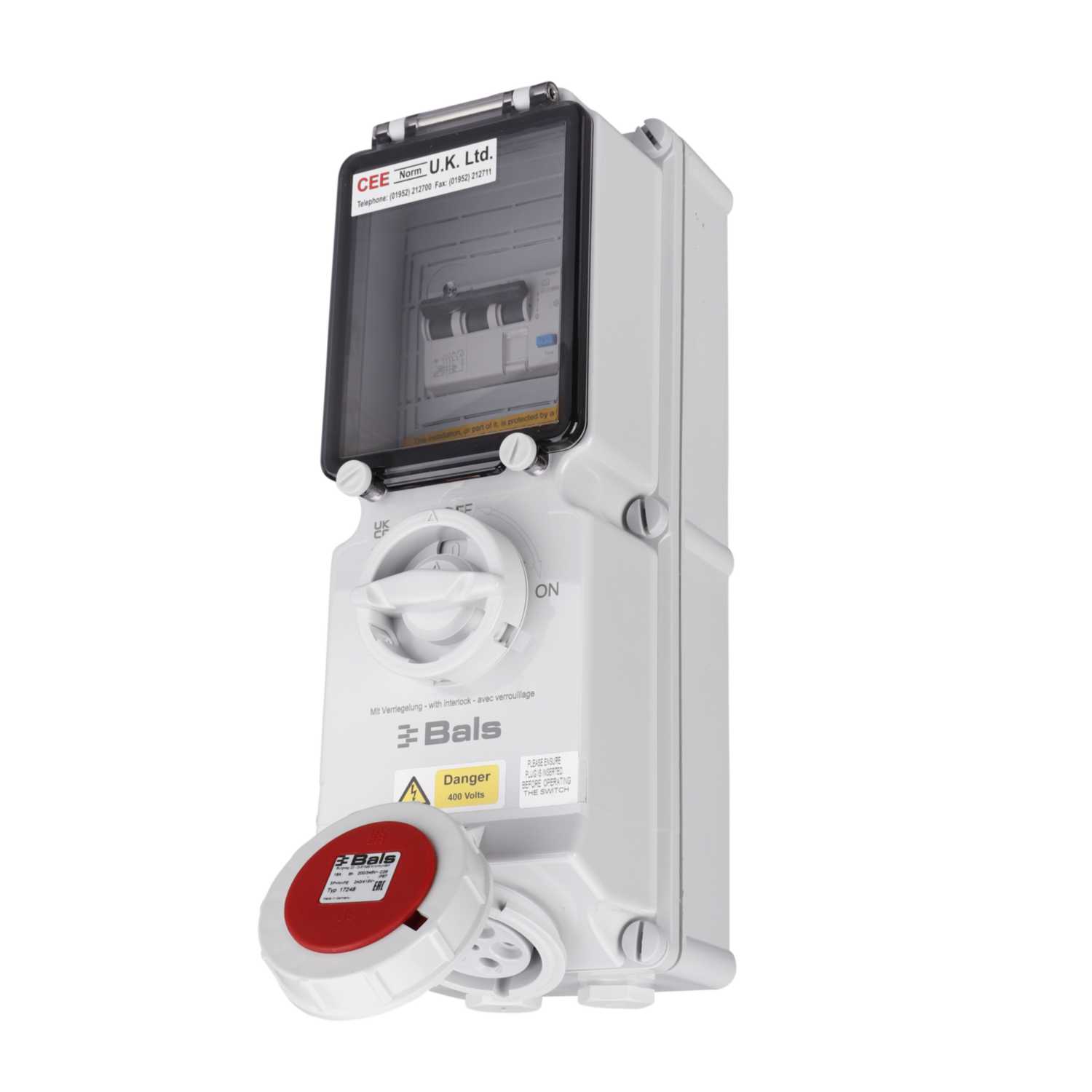 Ceenorm 16A 3P+N+E 415V Interlocked Wall Socket with 25A 30mA Type A ...