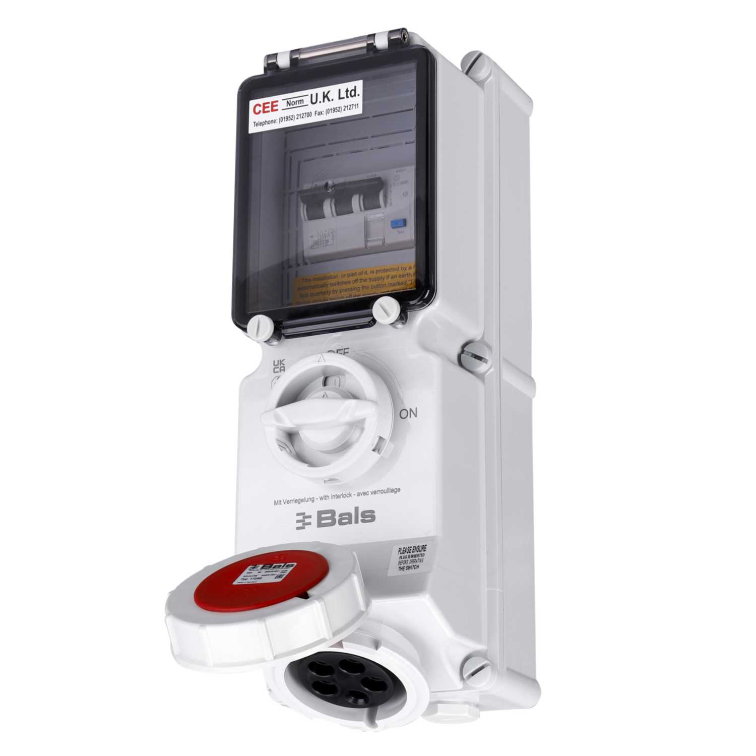 Ceenorm 32A 3P+N+E 415V Interlocked Wall Socket with 40A 30mA Type A ...