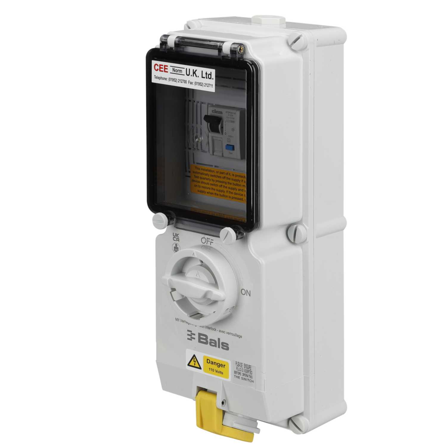 Ceenorm 16A 2P+E 110V Interlocked Wall Socket with 25A 30mA Type A RCD ...