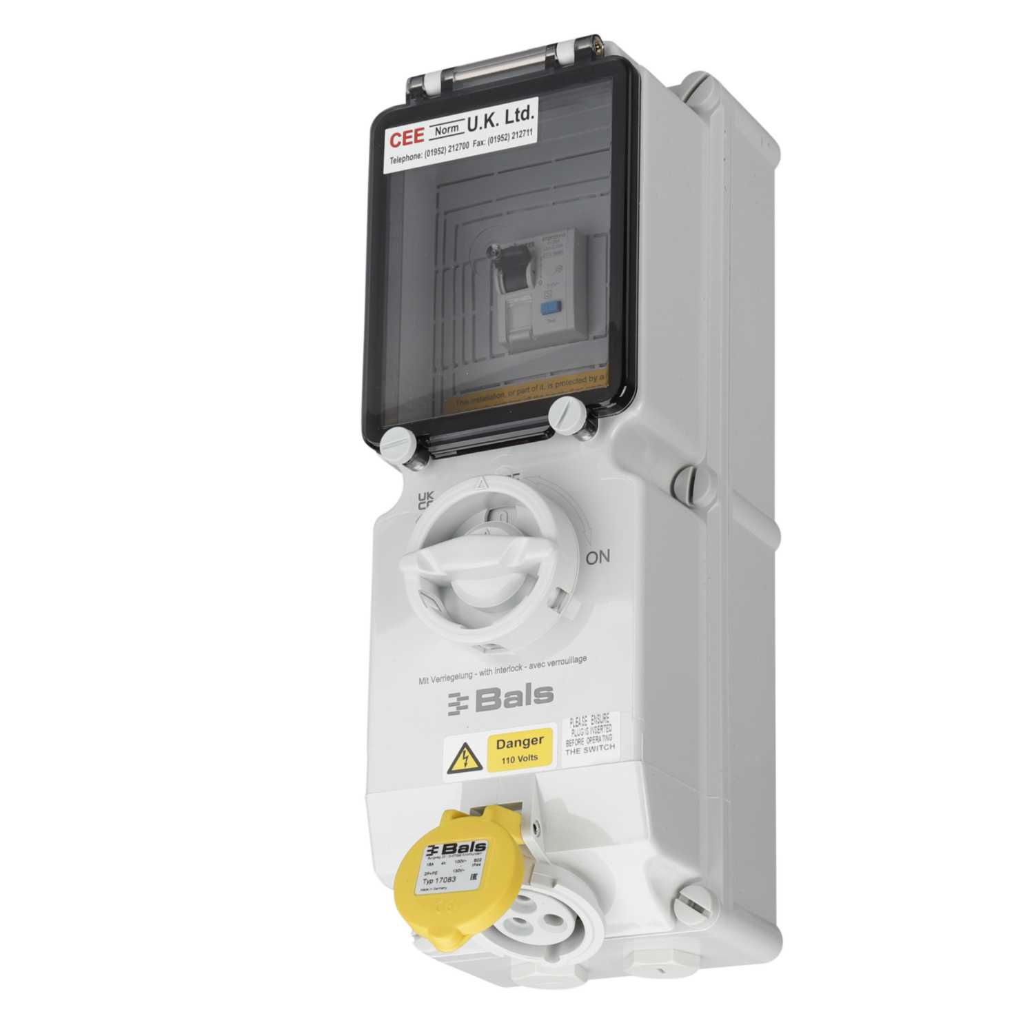 Ceenorm 16A 2P+E 110V Interlocked Wall Socket with 25A 30mA Type A RCD ...