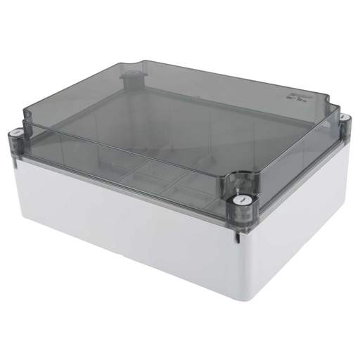MCG 220mm x 300mm x 120mm Plastic Adaptable Box Grey with Clear Lid ...