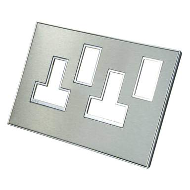 Legrand Arteor 2 Gang Switched Socket Surround Plate Brushed Metal ...