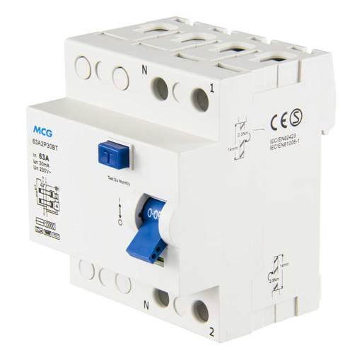 MCG 63A 2 Pole 30mA Type B RCD (63A2P30BT) | CEF