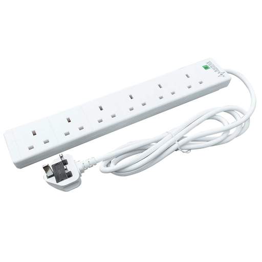 F4P 13A 2m 6 Gang Surge Protected Extension Lead with Neon White ...