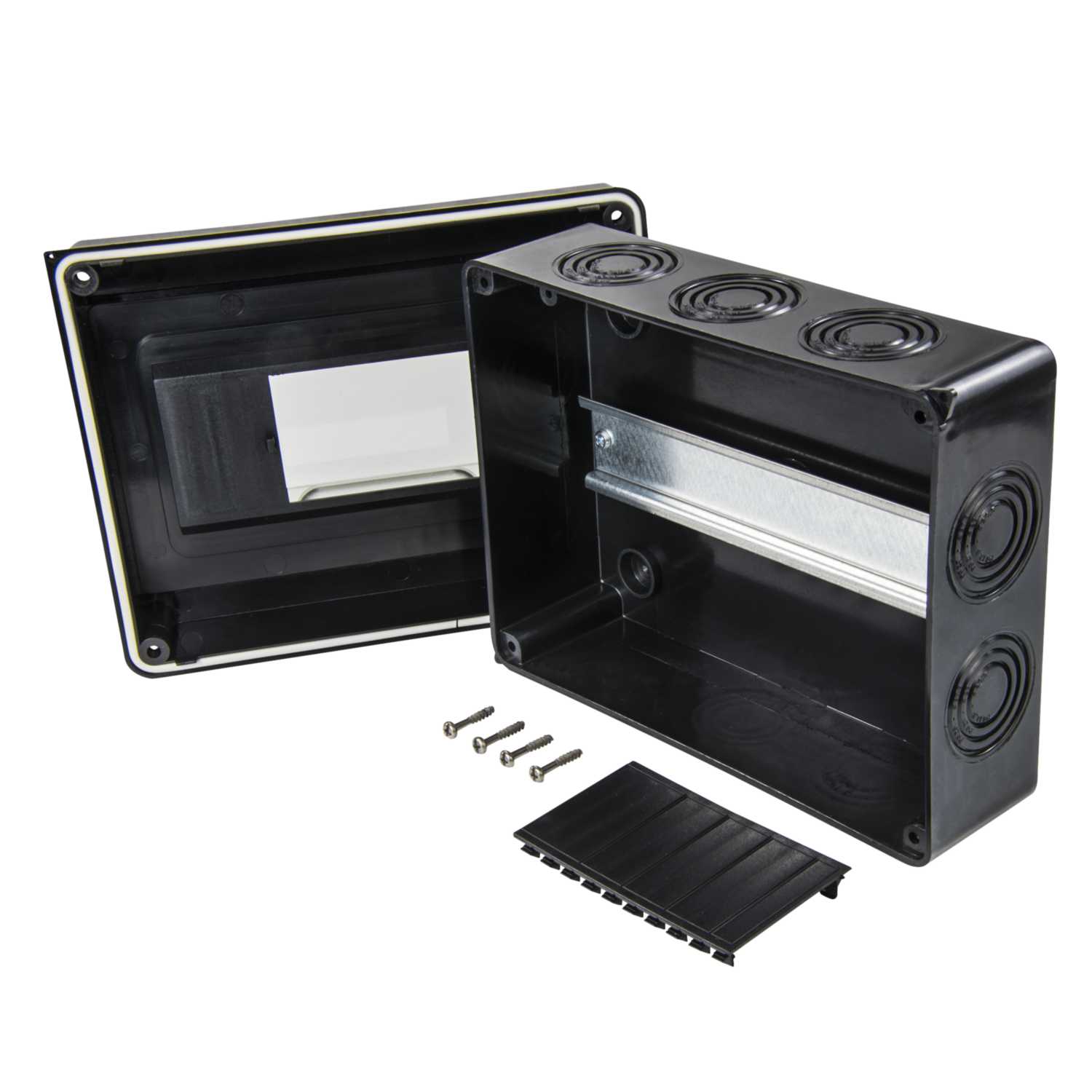 MCG 8 Module Plastic Enclosure Tinted Window IP65 Black (92.08 BLACK) | CEF