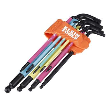 Klein 9 Piece Colour Coded Extra Long L Style Metric Hex Key Caddy Set (BLS9M) | CEF