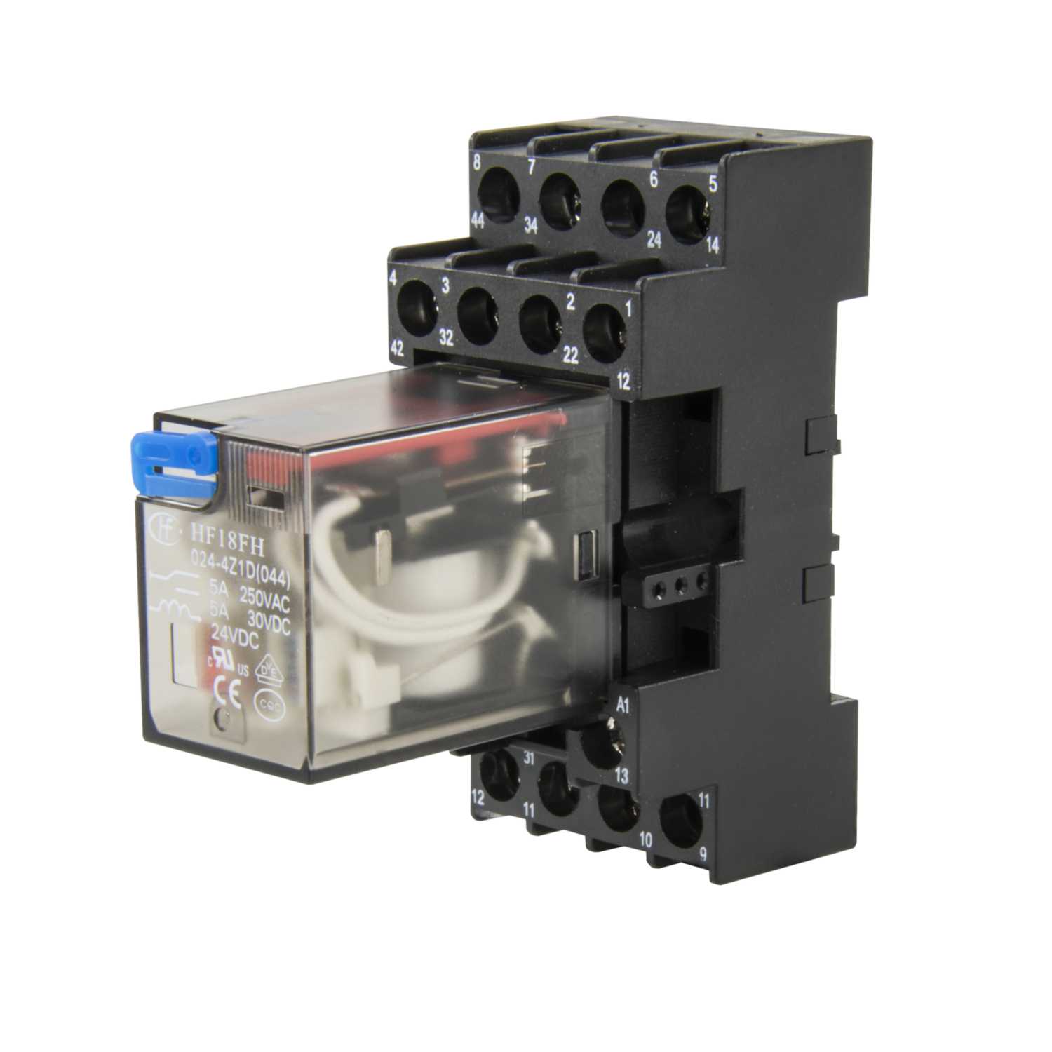 Crompton 14 Pin 24V DC 5A 4 Pole Changeover Miniature Plug In Relay with Base (CC14MR BASE ...