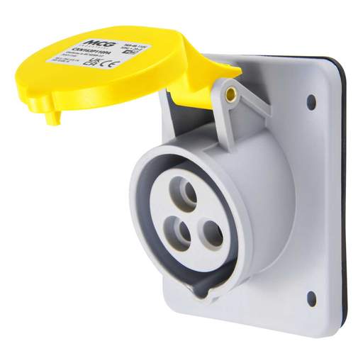 MCG 16A 2P+E 110V Angled Panel Mounted Socket IP44 (CXN163P110PA) | CEF