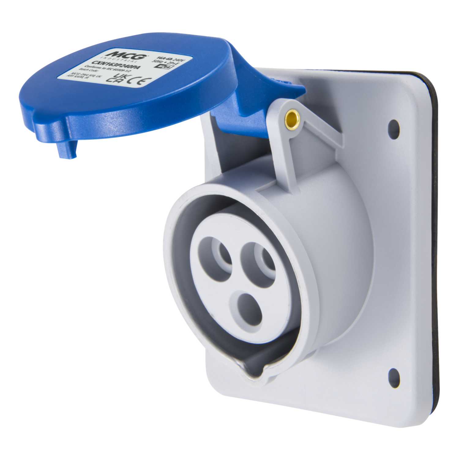 Connexs 16A 2P+E 230V Angled Panel Mounted Socket IP44 (CXN163P240PA) | CEF