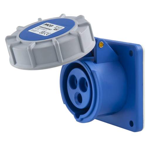 MCG 16A 2P+E 230V Straight Panel Mounted Socket IP67 (CXN163P240PS67) | CEF