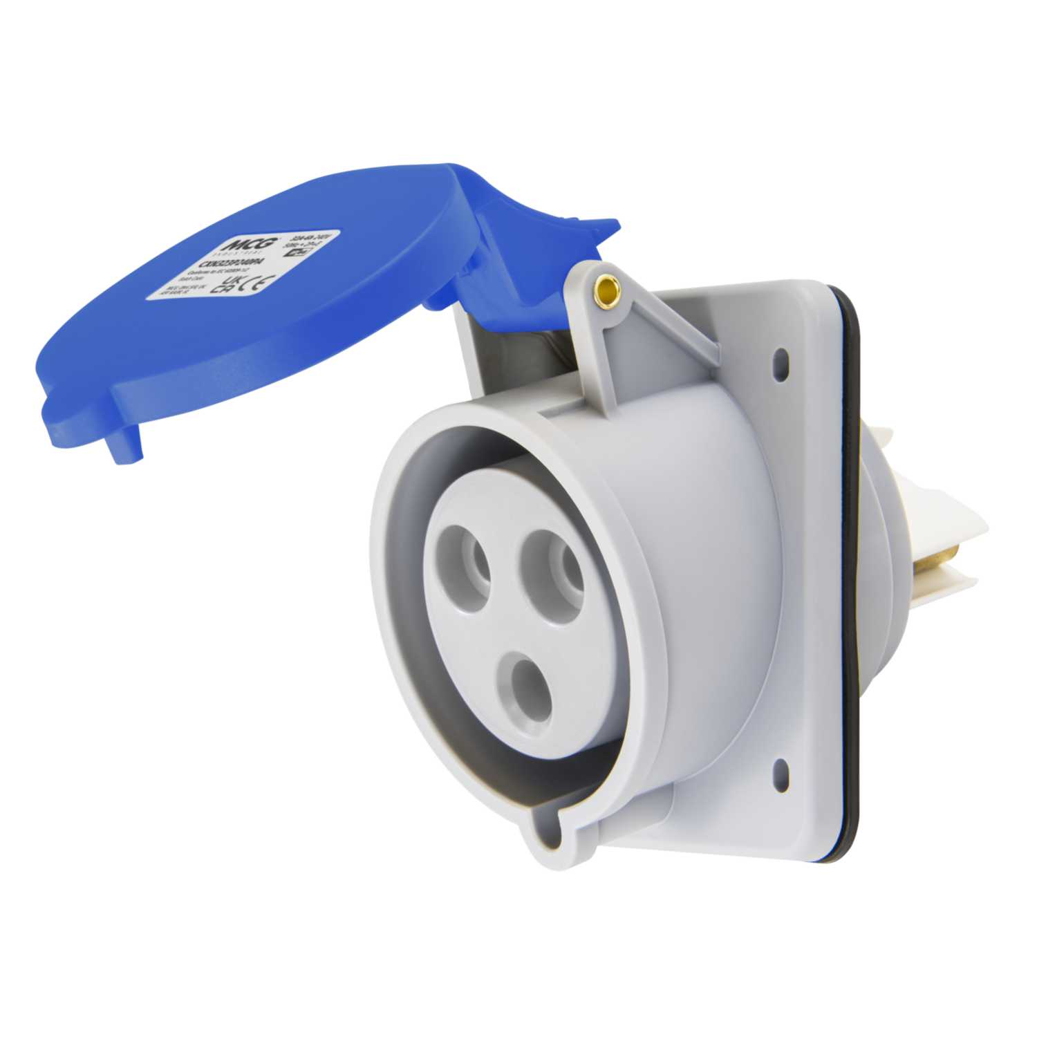 Connexs 32A 2P+E 230V Angled Panel Mounted Socket IP44 (CXN323P240PA) | CEF