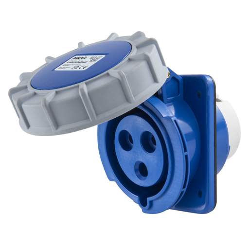 MCG 32A 2P+E 230V Angled Panel Mounted Socket IP67 (CXN323P240PA67) | CEF