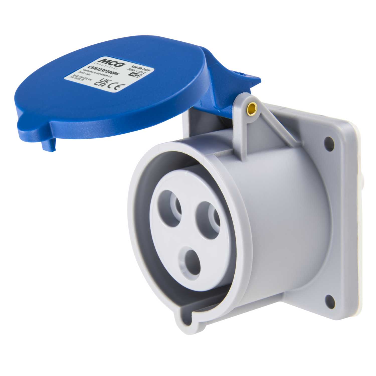 Connexs 32A 2P+E 230V Panel Mounted Socket IP44 (CXN323P240PS) | CEF