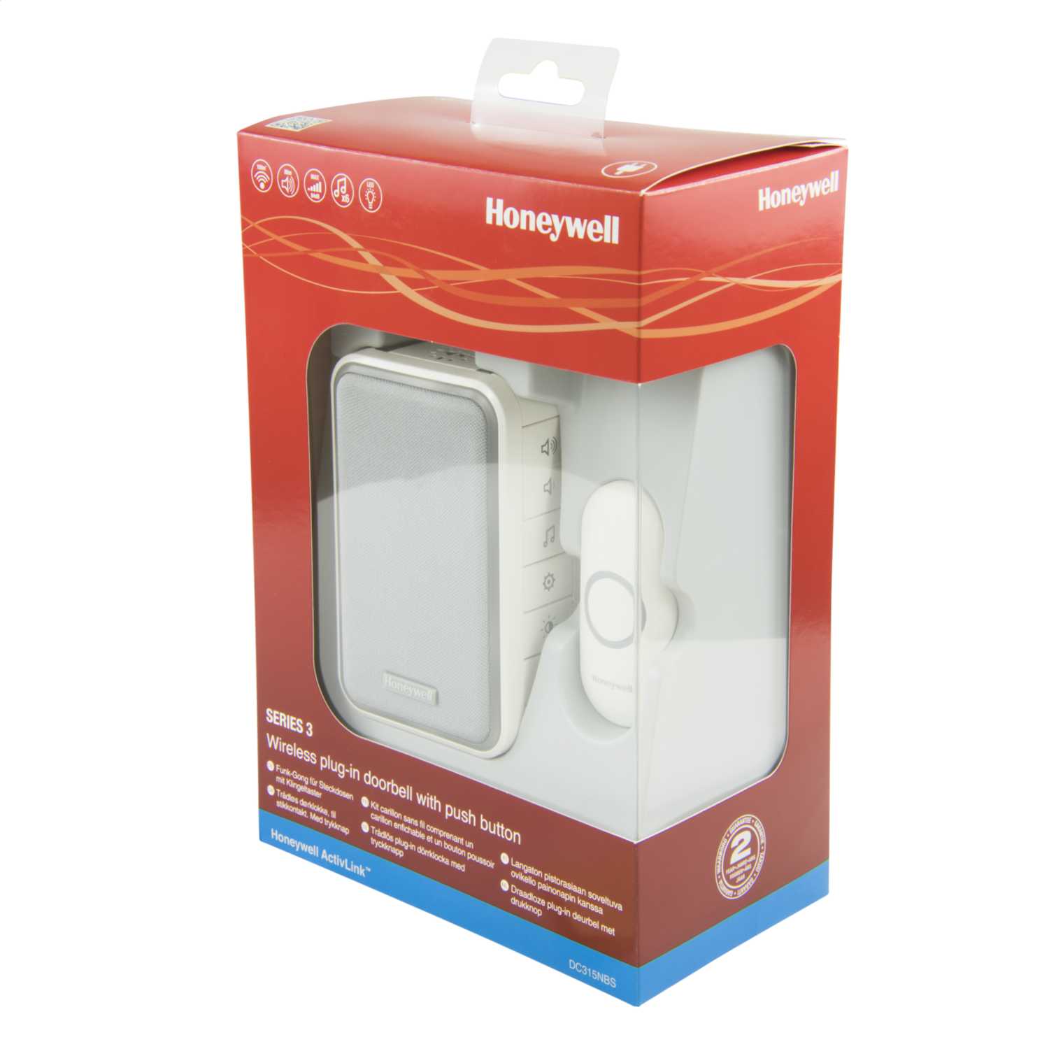 Honeywell Home 150m Wireless Plug In Door Chime Kit 6 Tunes Halo LED ...