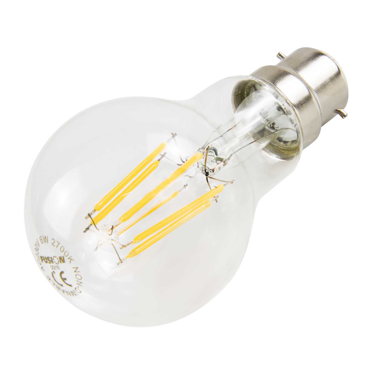 Fusion 6W BC LED Non Dimmable Filament GLS Lamp 4000K (EDLED/FGLS6BC/CW ...