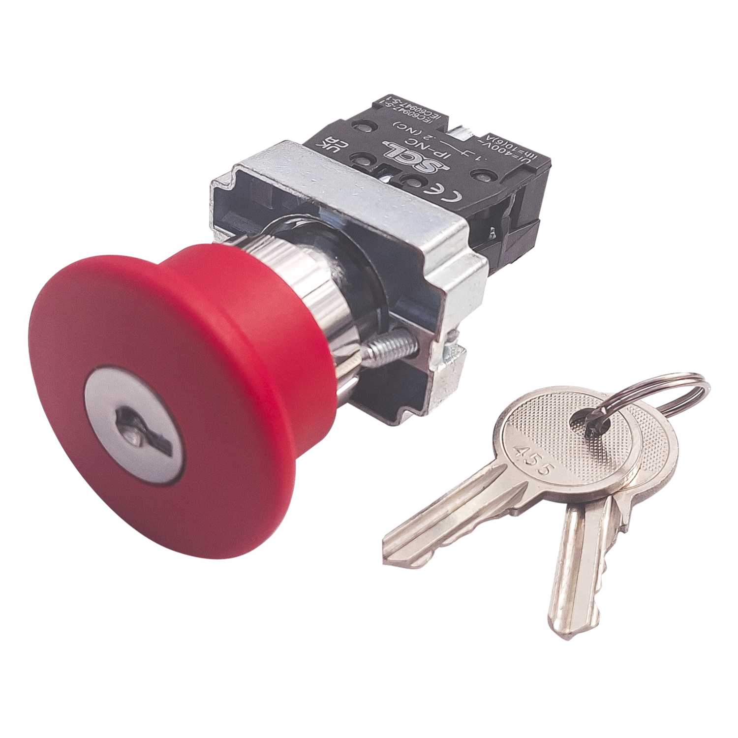 MCG Emergency Stop Mushroom Head Key Release 1 NC Pushbutton Red (EKR ...