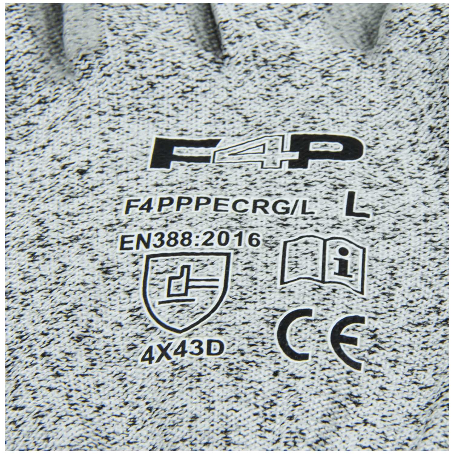 F4P Large Cut Resistant Work Gloves Grey (F4PPPECRG/L) | CEF